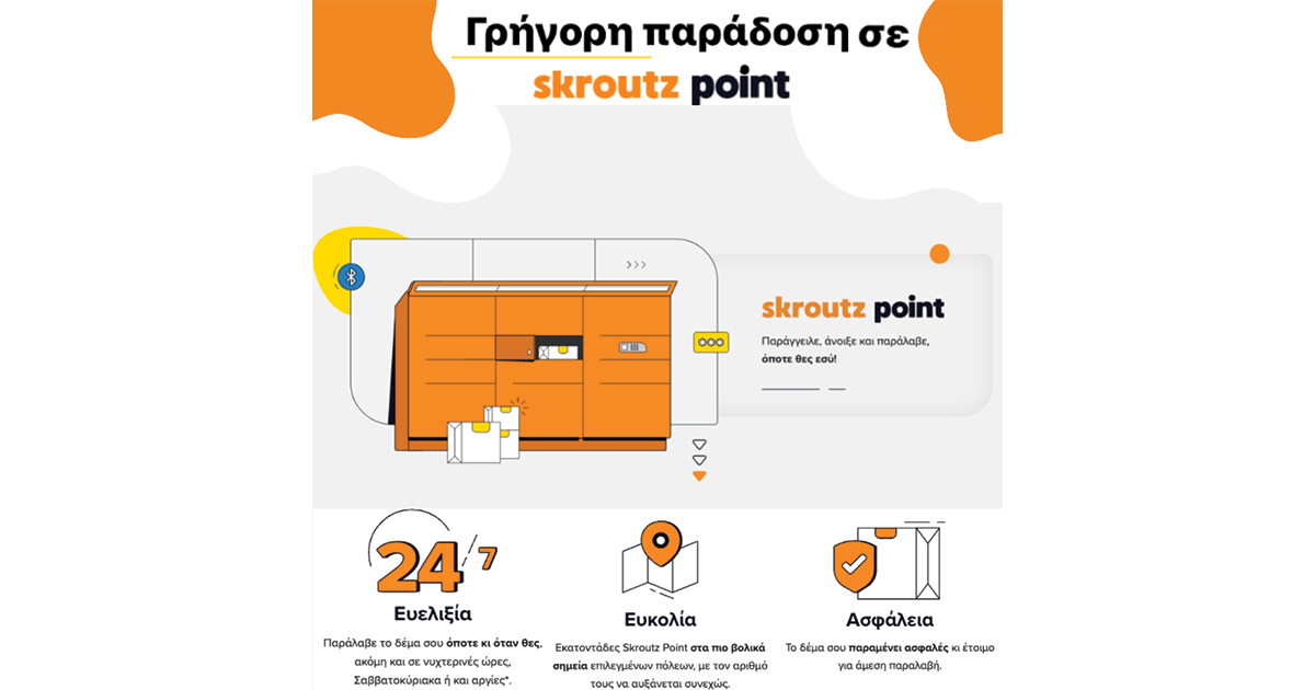 Οδηγίες Παραλαβής από Skroutz Point 24/7 απο το PODOSHOP